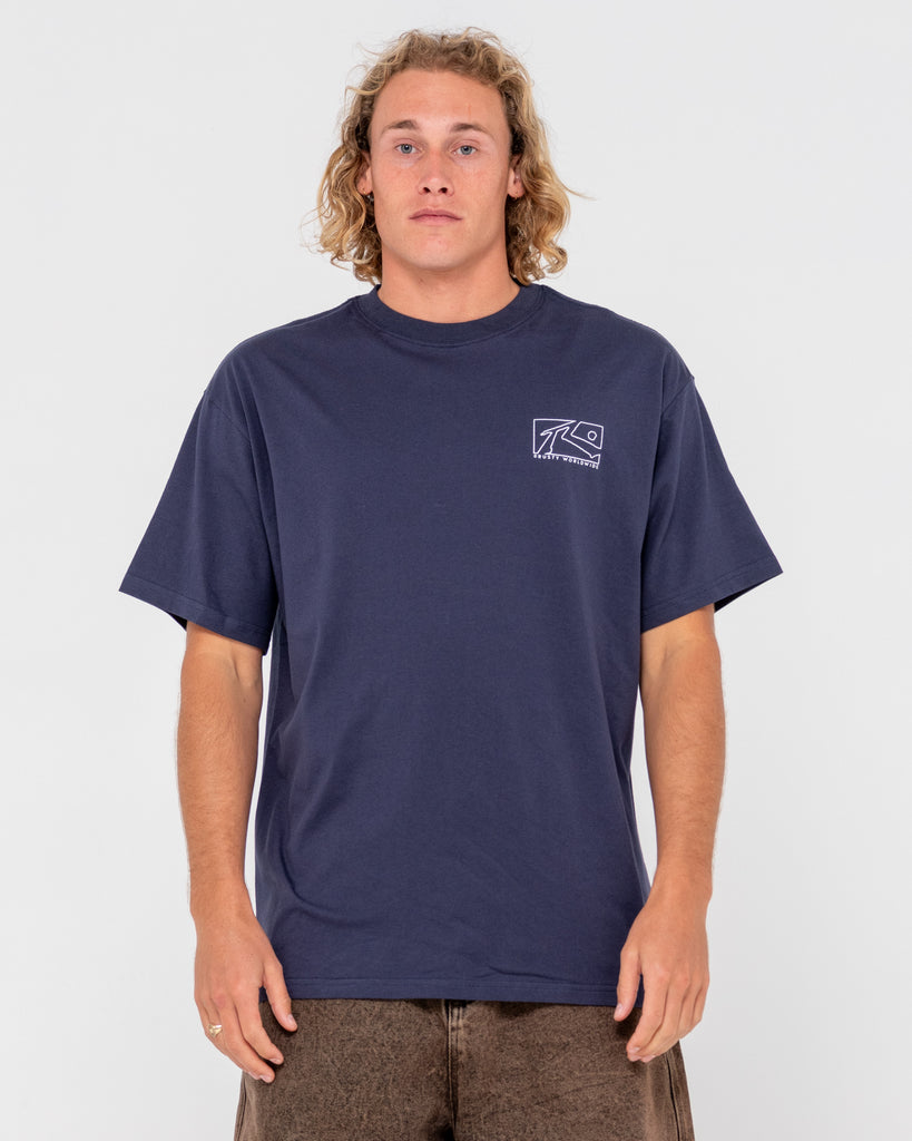 Boxed Out Graphic Tee - Navy Blue | Rusty Australia