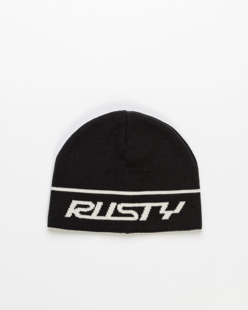 Rusty | Bender Graphic Beanie - Size: OSFM, Black, Soft Acrylic