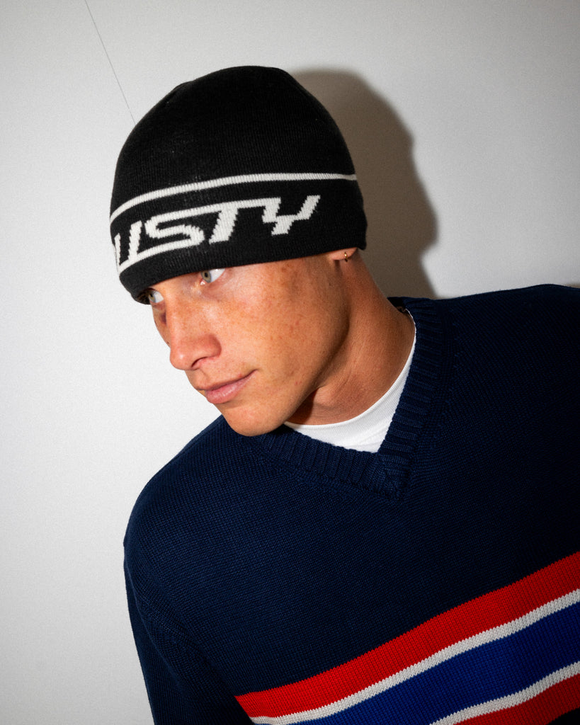 Rusty | Bender Graphic Beanie - Size: OSFM, Black, Soft Acrylic